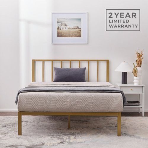 Lori Metal Platform Bed with Vertical Bar Headboard